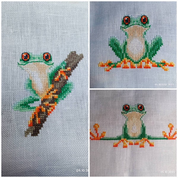 Small Tree Frog Cross Stitch Pattern PDF Set of 3 Frog Patterns Instant ...