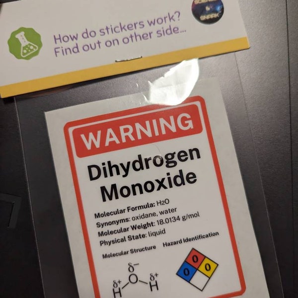 Dihydrogen Monoxide Warning Label, Funny Stickers, Water Bottle ...