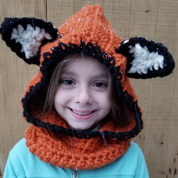 Crochet PATTERN Fox Hooded Cowl Pattern Hooded Scarf Crochet Pattern ...