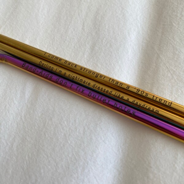 Personalized Reusable Metal Straw Set, Custom Party Favors, Wedding ...