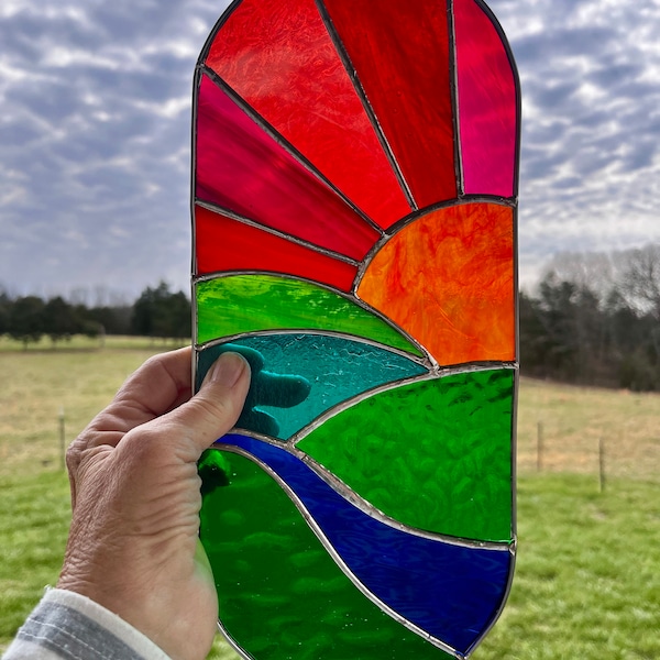 Valley Landscape Stained Glass Pattern, Beginner Stained Glass Patterns ...