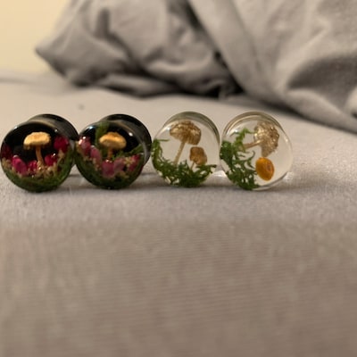 Natural Moss Mushroom Gauges, Real Plug, Mushroom Plug, Real Mushroom ...