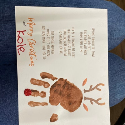Reindeer Christmas Poem Handprint Footprint / Xmas Art Craft Baby ...