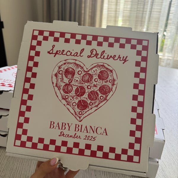 Pregnancy Announcement Pizza Box Labels Baby Shower Pizza Box Special ...