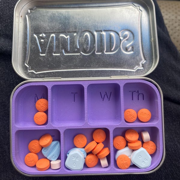 Altoid Tin Insert for Pills - Seven Days a Week Pill Holder, Divider ...