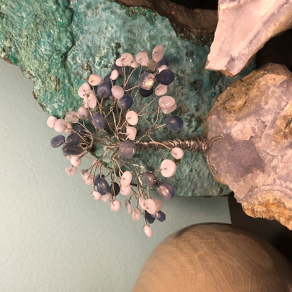 Gemstone Tree, Genuine Grade AA Peridot Stones on a Natural Smoky ...