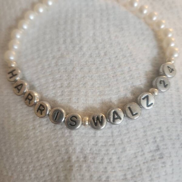 50% Donated to HARRIS 2024, Faux Pearl, Rose Gold Acrylic Letters and ...