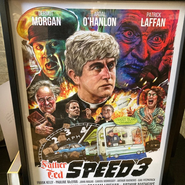 Affiche ancienne A3 signée Father Ted « Speed 3 » en édition limitée ...