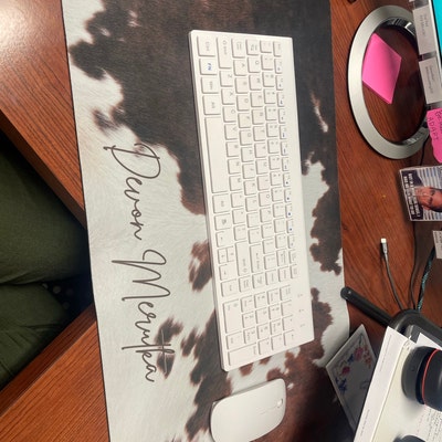 Boho Handwriting Name With Swoosh Desk Pad Personalized Desk - Etsy