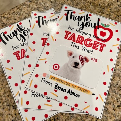 PRINTABLE Target Gift Card Holder, Teacher Appreciation, Thanks for ...