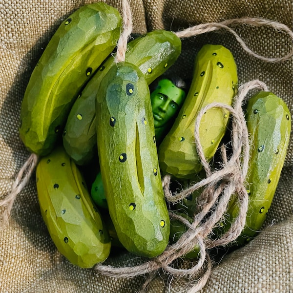 Hand Carved Wood Pickle, Christmas Pickle Ornament, Pickle Ball ...