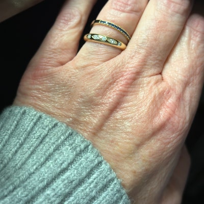 Women's Gold Wedding Band / 14k Solid Gold Unique X Cut Design Gold ...