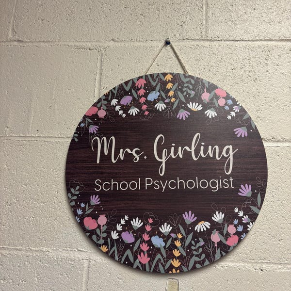 Personalized School Psychologist Door Sign, Custom Door Hanger, School ...