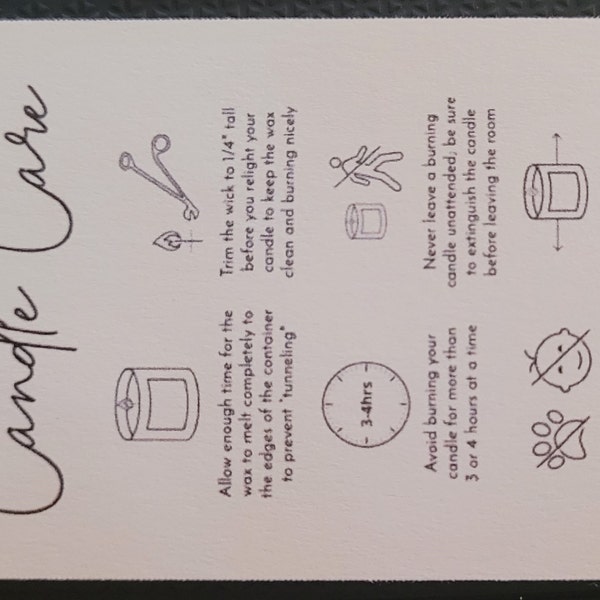MINI Candle Care Guide Template, DIY Candle Care Cards, Black & White ...