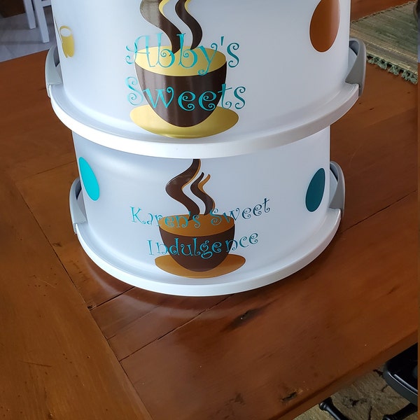 Personalized Cake Carrier With Lid: Coffee Cup Design - Etsy