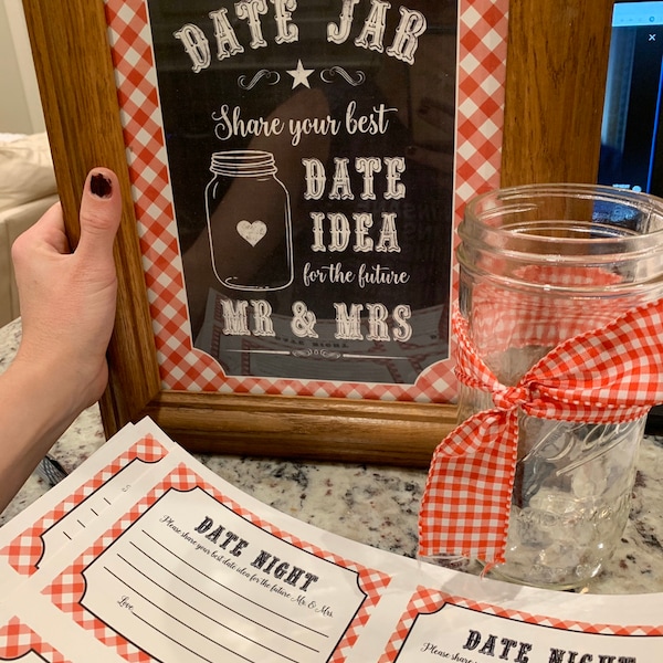Date Night Jar Sign and Cards, I Do BBQ Games, Date Night Ideas ...