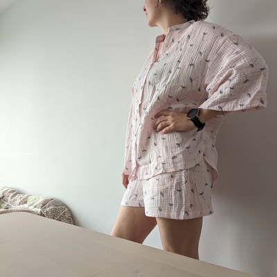 Women's Handmade Pajamas Muslin Pyjamas100%cotton Pyjamas Shirt and ...