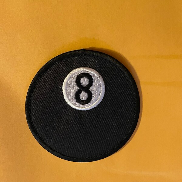 EIGHT BALL PATCH Iron-on Embroidered Applique Billiards Pool Emblem ...