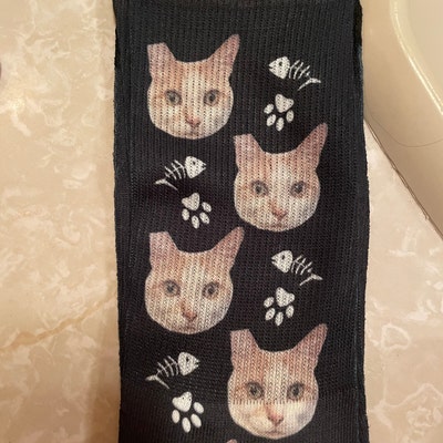 Custom Cat Socks Personalized Pet Photo Socks Father's - Etsy