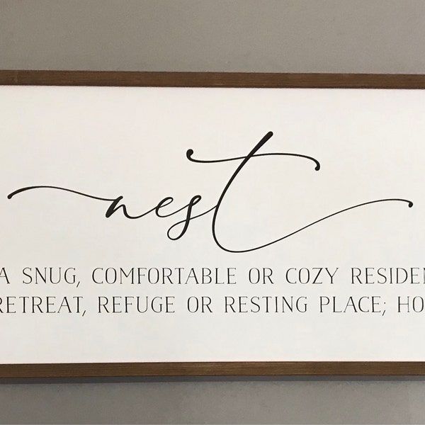 Nest Definition Sign | Home Wall Decor Sign | Wood Signs | Farmhouse ...