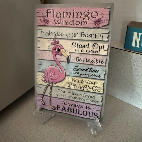Flamingo Wisdom Desktop Sign With Free Display Easel - Etsy