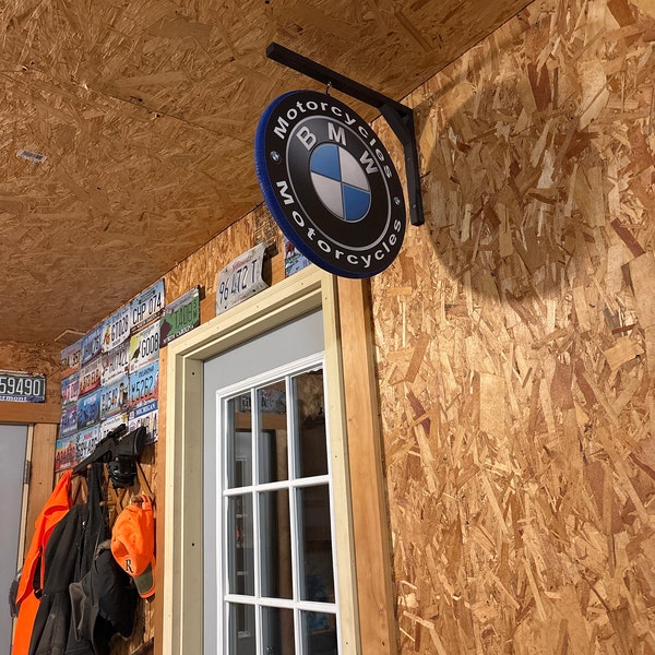 BMW Motorcycle Wooden Sign: Double Sided Garage Decor (15 Inch) - Etsy