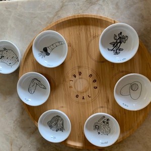 Modern Rosh Hashana Seder Plate Rosh Hashana Set in Wood and | Etsy