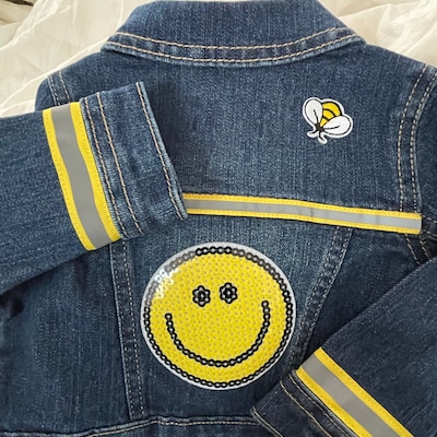 2 Pieces Smile Faces Sequined Applique Patchpaillette - Etsy