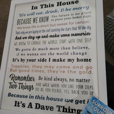 In This House Its A Dave Thing, Inspirational Art Print - Etsy