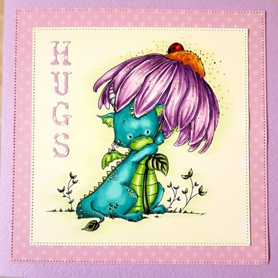 Digital Stamp Dragon With Flower Card Making Art Printable - Etsy