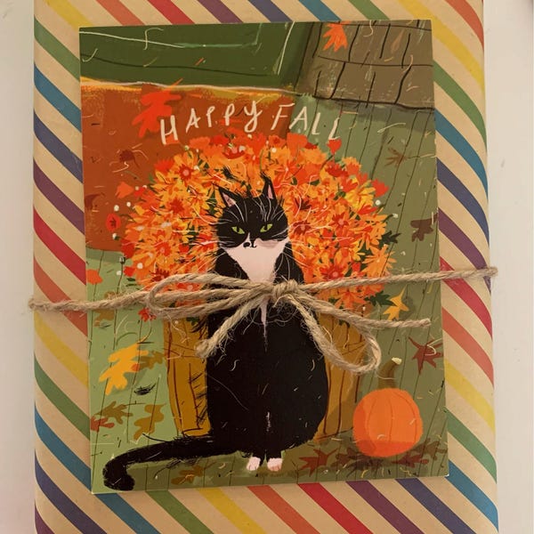 Happy Fall Cat Card - Etsy