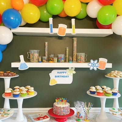 Science Party Centerpieces, Editable Science Lab Table Decorations ...