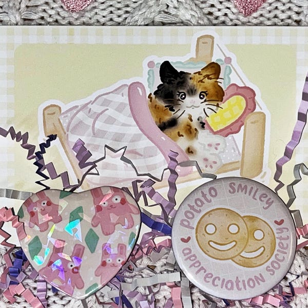Gloomy Badge Set | Kawaii, Alt, Holographic Heart Badge, Anime ...