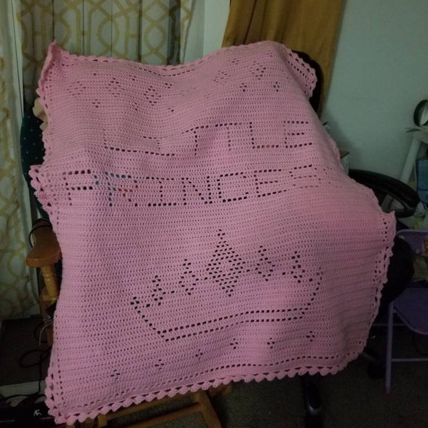 Crochet Blanket Pattern Little Princess Filet Blanket PDF, Uk and Us ...