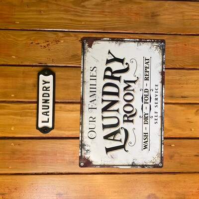 Personalised Washing Laundry Room Sign Metal Wall Door Signage Utility ...