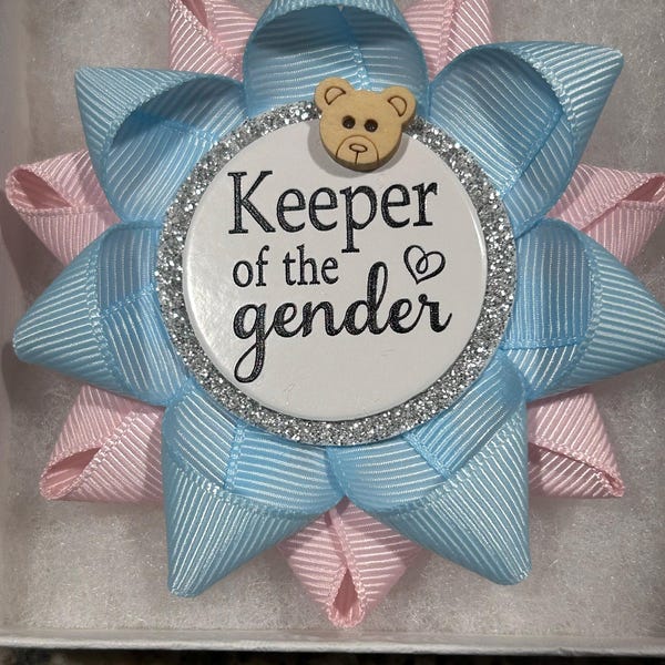 Gender Keeper Pin, Keeper of the Gender Pin, Pink and Blue Gender ...