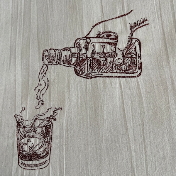 Pouring Whiskey Bottle Sketch Machine Embroidery Design, Liquor Alcohol ...