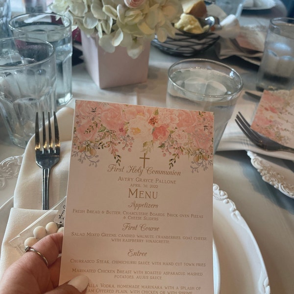 First Holy Communion Menu Template, Girl First Communion, Baptism ...
