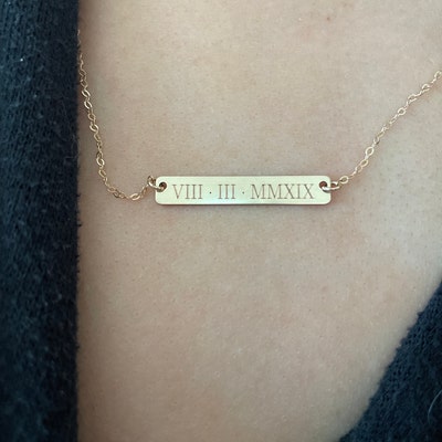 Personalized Gold Bar Necklace , Bar Necklace, Engraved Necklace ...