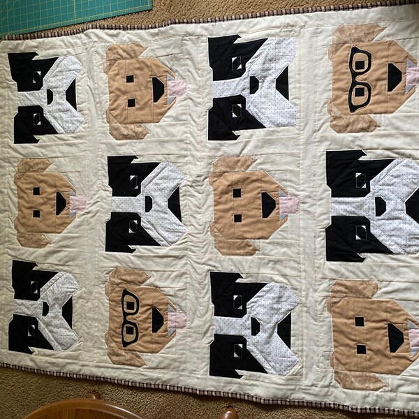 English Bulldog Dog Puppy Quilt Block PDF Pattern -includes ...