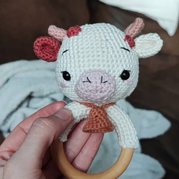PATTERN ONLY: Cow Baby Rattle | Cow Amigurumi Toy | Cow Toy Tutorial ...