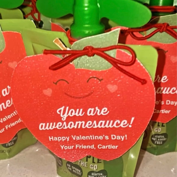 Awesomesauce Applesauce Valentine - Classroom Valentine, Kids Valentine ...