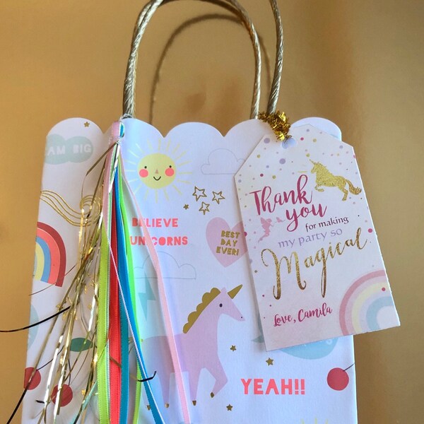 Editable Unicorn Favor Tags Magical Unicorn Birthday Thank You Tags ...