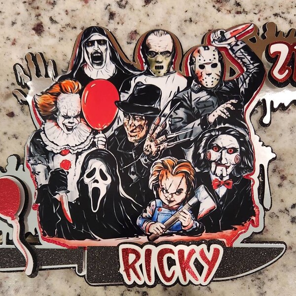 Classic Horror Cake Topper, Halloween Cake Topper, Scream, Chucky ...