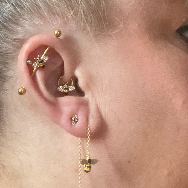316L Stainless Steel 16G Bee Helix Daith Conch Earring/bee Septum Nose ...