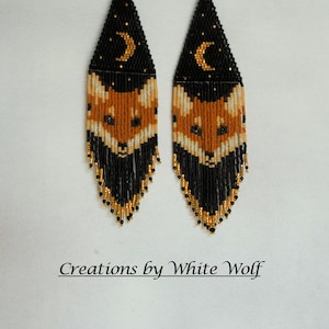 Howling Wolf Full Moon Seed Bead Earring Pattern Brick Stitch - Etsy