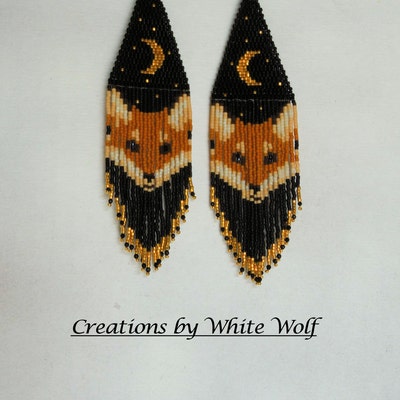 Fox Moon Seed Bead Earring Pattern, Brick Stitch Earring Pattern, PDF ...
