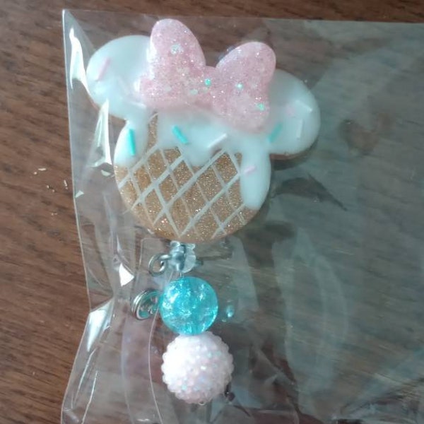 Ice Cream Mouse Head Badge Reel Inspired Lanyard - Etsy
