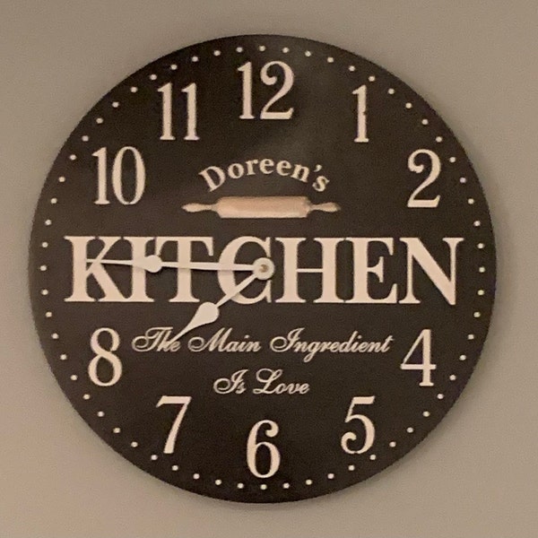 Personalized Kitchen Wall Clock- Black Kitchen Clock - Etsy