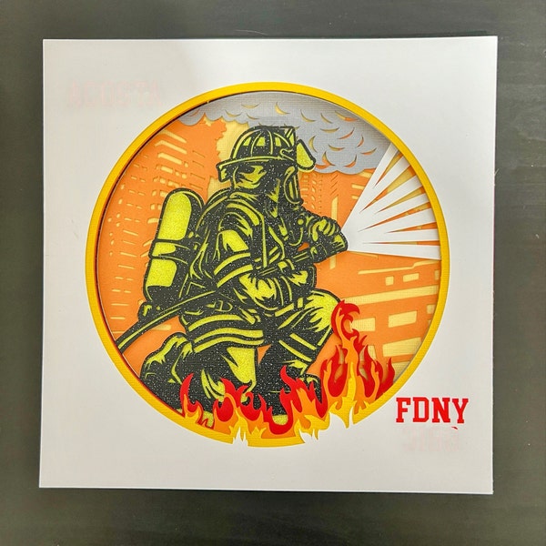Firefighter Svg Light Box - Fireman Shadow Box - Firefighter 3D Paper ...